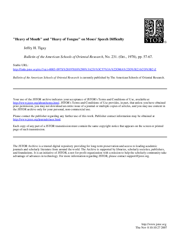 (PDF) "Heavy of Mouth" and "Heavy of Tongue" on Moses' Speech ...
