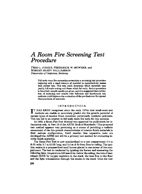 (PDF) A room fire screening test procedure