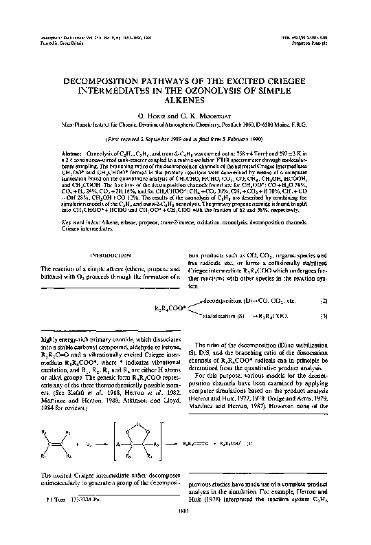(PDF) Decomposition pathways of the excited Criegee intermediates in ...