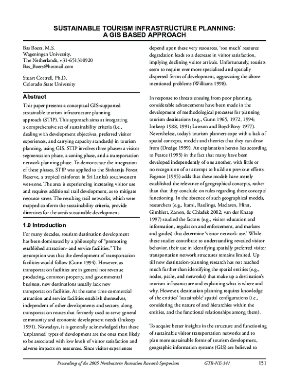 (PDF) Sustainable tourism infrastructure planning: A GIS-supported approach