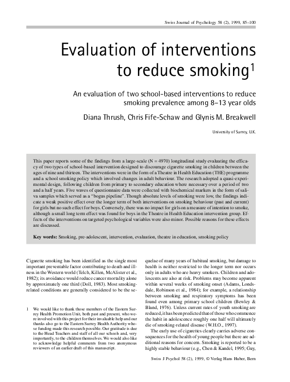 (PDF) Skills Intervention to Prevent Smoking Among Adolescents ...