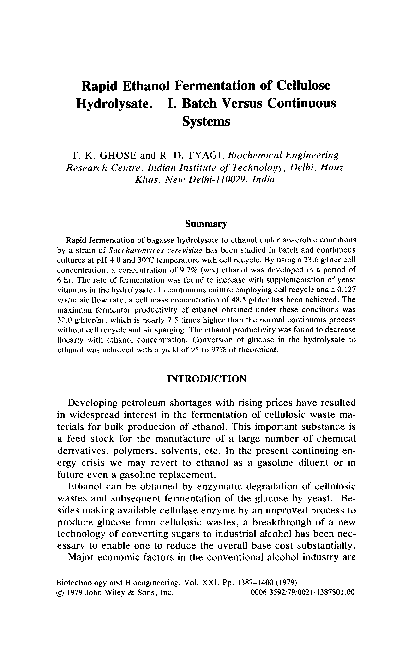 (PDF) Rapid ethanol fermentation of cellulose hydrolysate. II. Product ...
