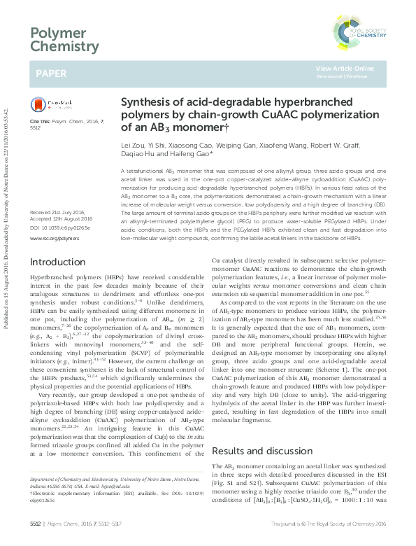 (PDF) Synthesis of hyperbranched polymers from vegetable oil based monomers via ozonolysis ...