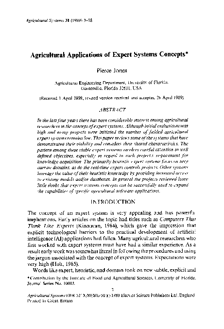 (PDF) Viable Expert Systems in Agriculture