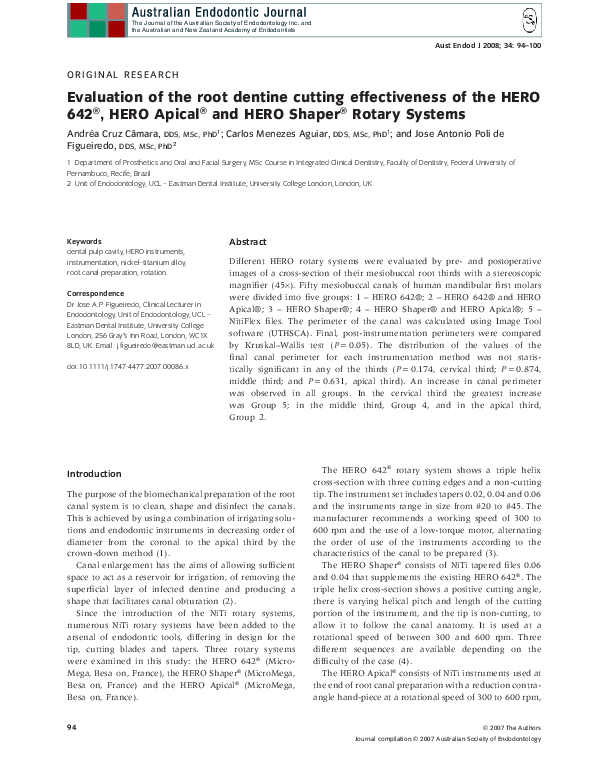 (PDF) Evaluation of the root dentine cutting effectiveness of the HERO ...