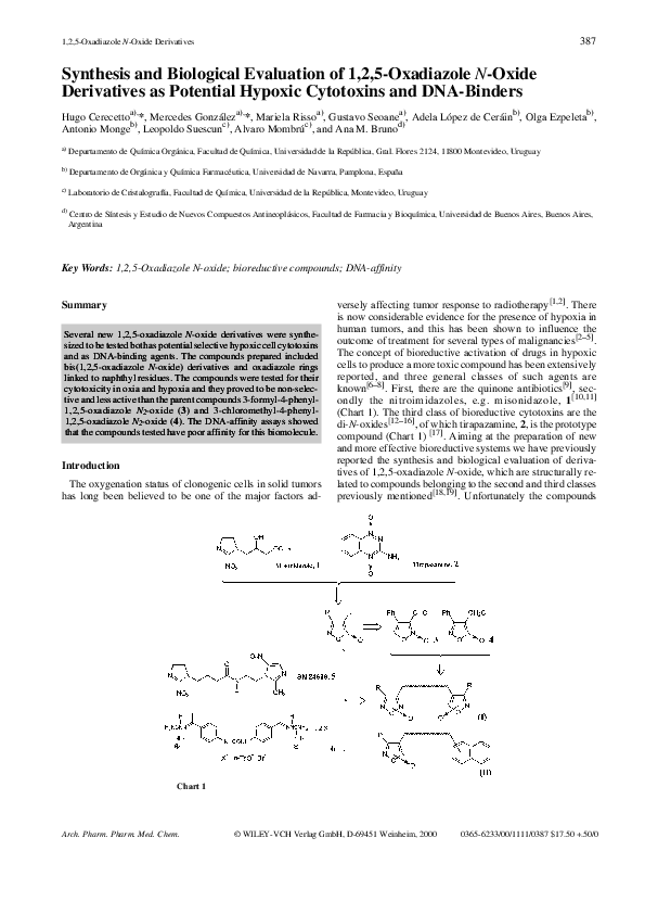 (PDF) Synthesis and Biological Evaluation of 1,2,5-Oxadiazole N-Oxide ...