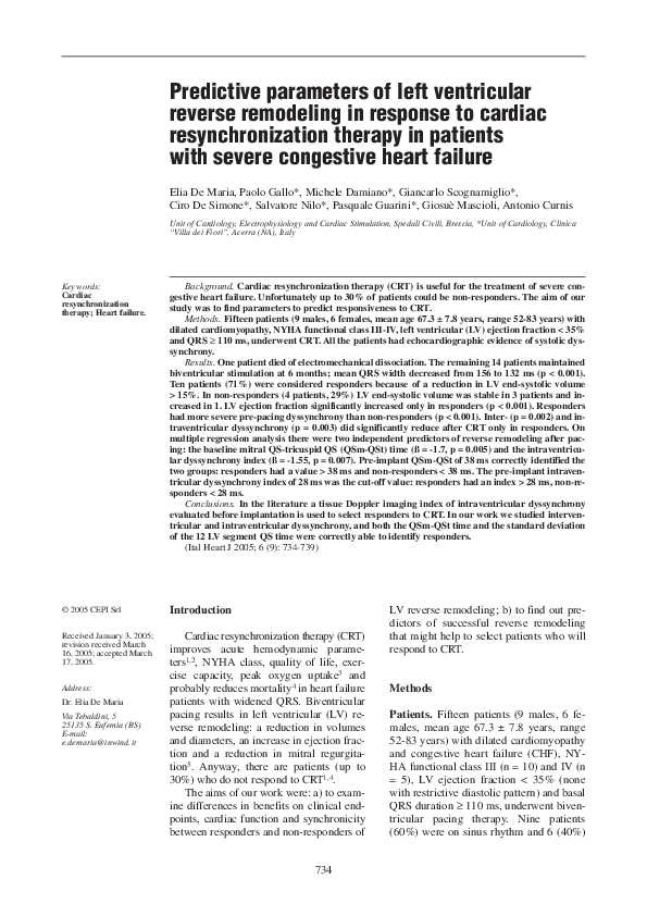 (PDF) Cardiac resynchronization therapy tailored by echocardiographic ...