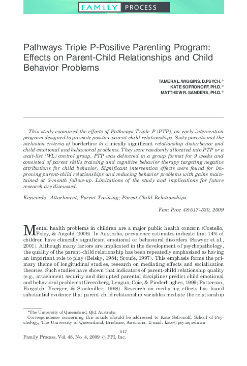 (PDF) Pathways Triple P-Positive Parenting Program: Effects on Parent ...