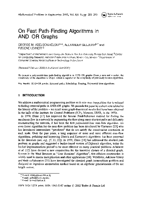 (PDF) On Fast Path-Finding Algorithms in
