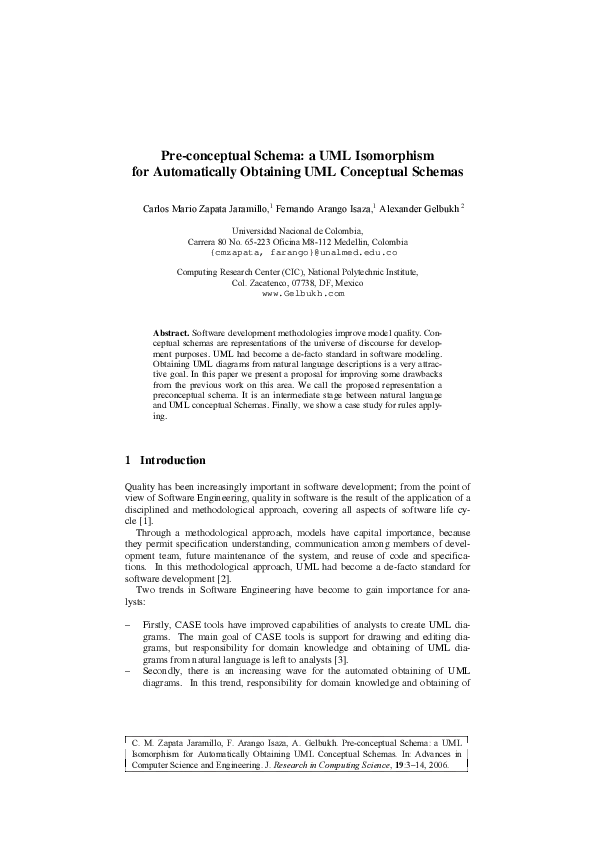 Pdf Pre Conceptual Schema A Uml Isomorphism For Automatically