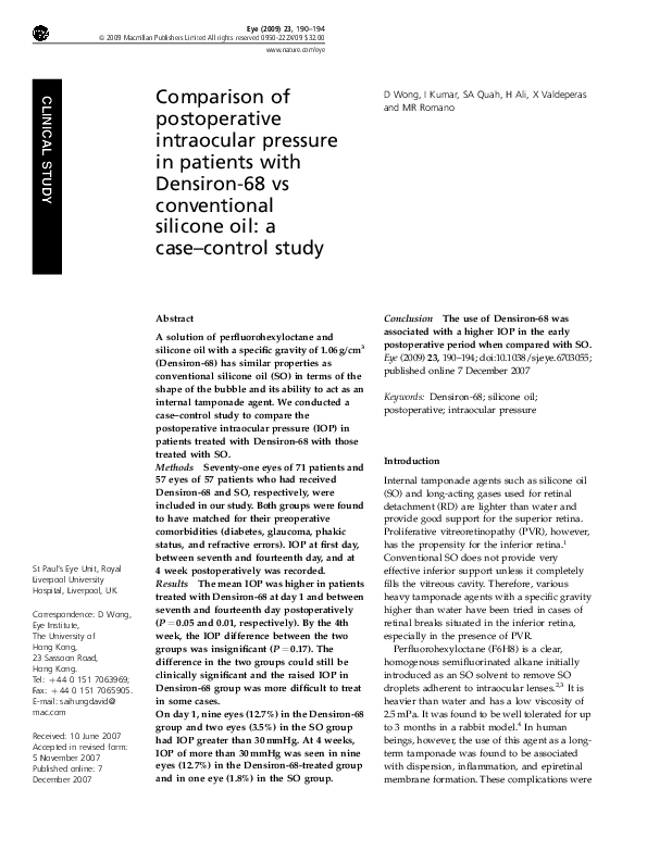 (PDF) Comparison of postoperative intraocular pressure in patients with ...