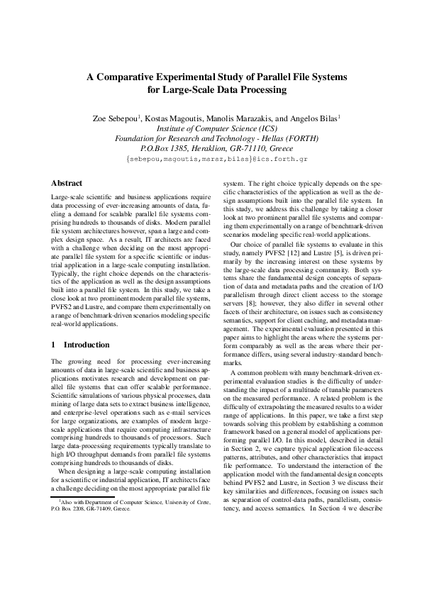 (PDF) Comparative Study of Parallel File Systems