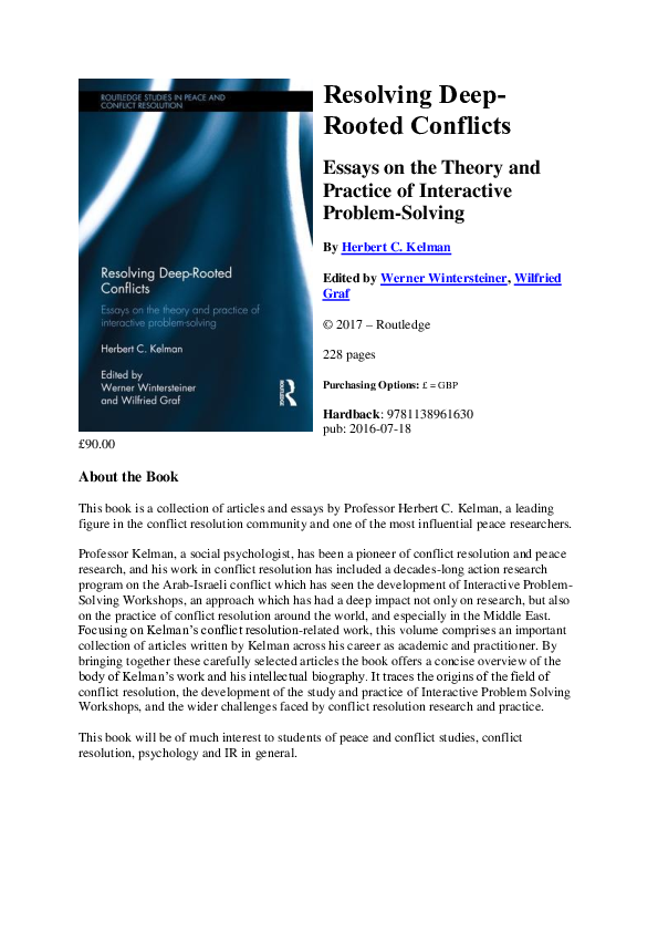 (PDF) Resolving Deep- Rooted Conflicts Essays on the Theory and ...