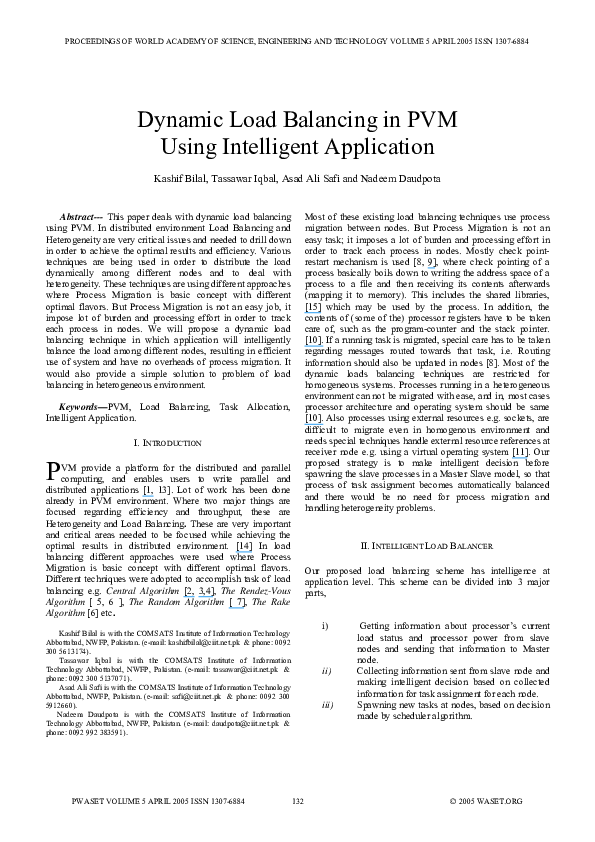 (PDF) Dynamic Load Balancing in PVM Using Intelligent Application