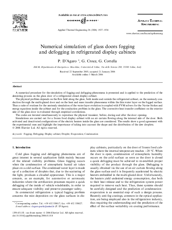 (PDF) Numerical simulation of glass doors fogging and defogging in ...