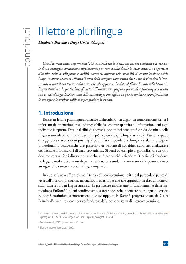 (PDF) Il lettore plurilingue