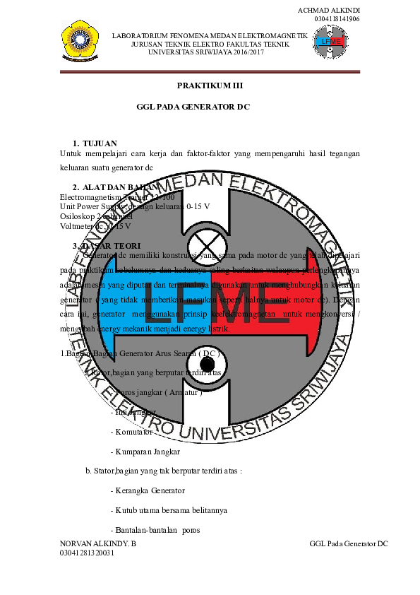 (DOC) GGL pada Generator DC - Achmad Alkindi