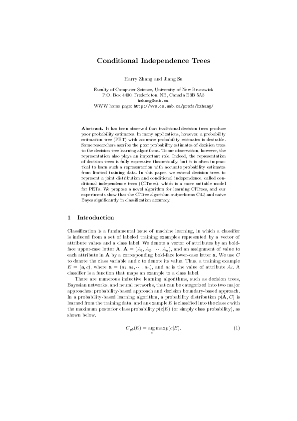 (PDF) Conditional Independence Trees