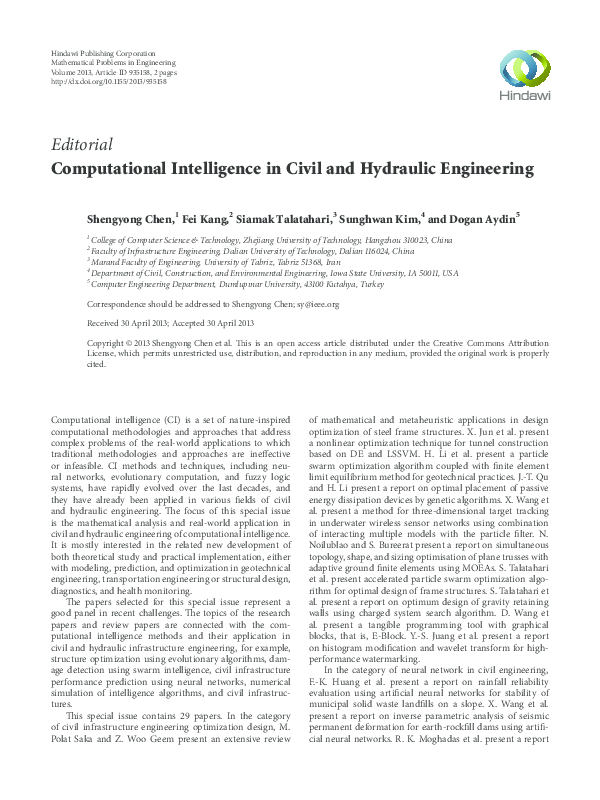 (PDF) Computational Intelligence in Civil and Hydraulic Engineering