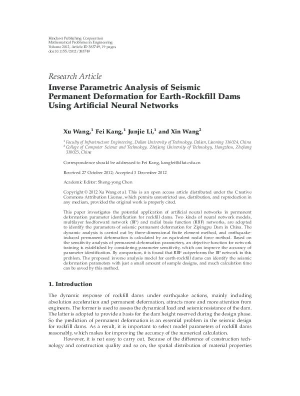 Pdf Inverse Parametric Analysis Of Seismic Permanent Deformation For Earth Rockfill Dams Using