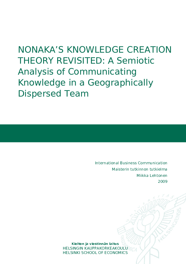 (PDF) Nonaka´s knowledge creation theory revisited: a semiotic analysis ...