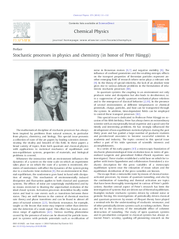 (PDF) Stochastic Processes in Physics and Chemistry