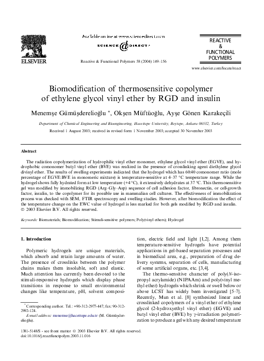 (PDF) Biomodification of thermosensitive copolymer of ethylene glycol ...