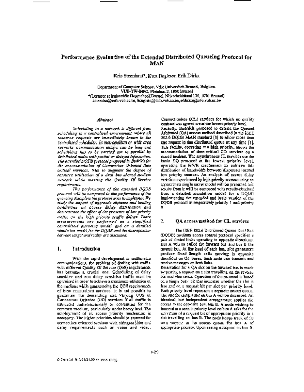 (PDF) Performance evaluation of the extended distributed queueing protocol for MAN | Kris ...