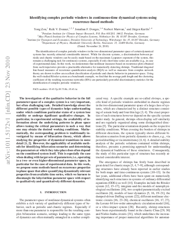 Pdf Identifying Complex Periodic Windows In Continuous Time Dynamical