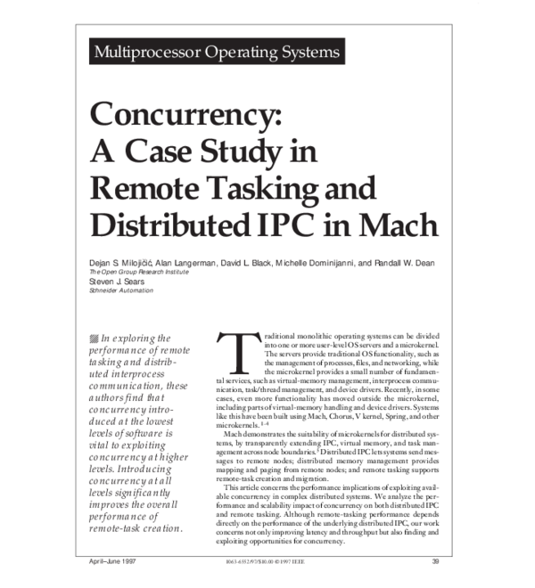 (PDF) Concurrency : A case study in remote tasking and distributed IPC ...