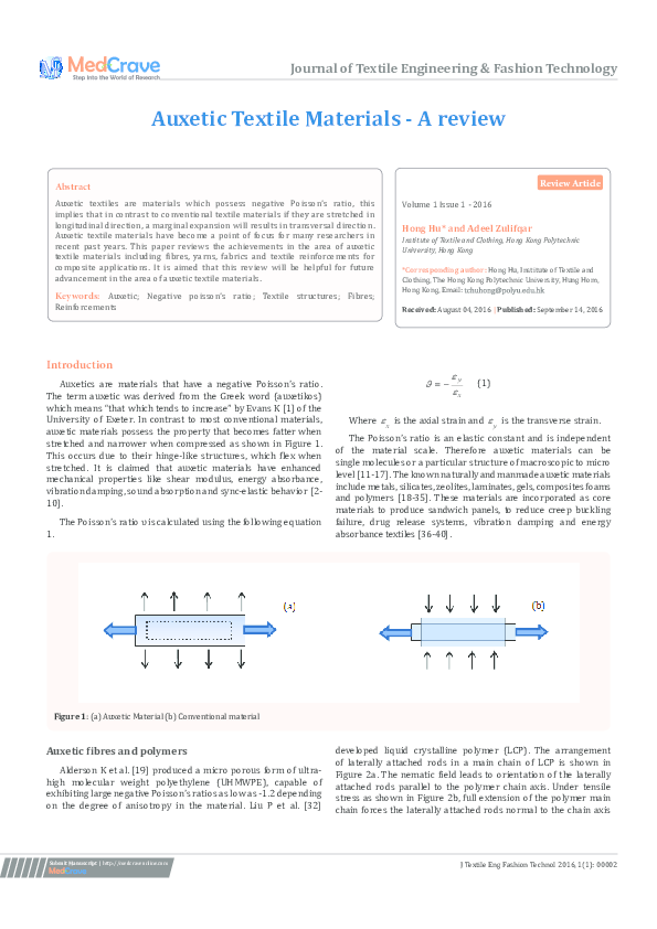 (PDF) Auxetic Textile Materials -A review