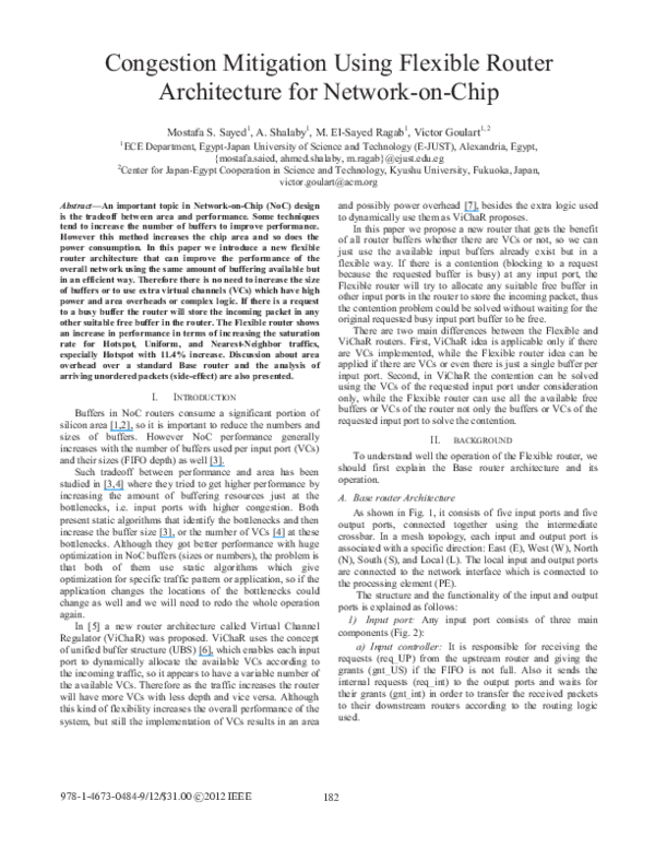 Pdf Congestion Mitigation Using Flexible Router Architecture For Network On Chip