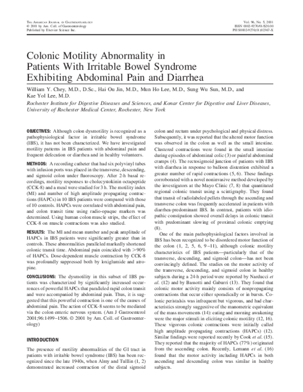 (PDF) Colonic motility abnormality in patients with irritable bowel ...