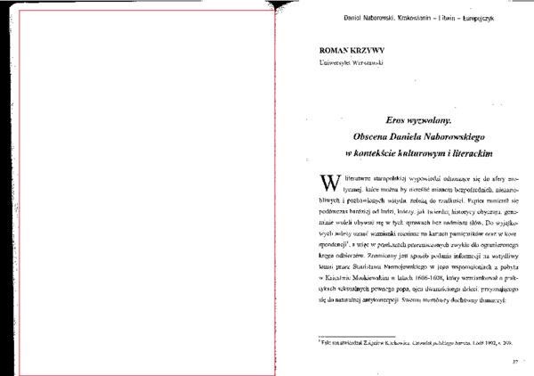 (PDF) Eros wyzwolony. Obscena Daniela Naborowskiego w kontekście kulturowym i literackim, w ...
