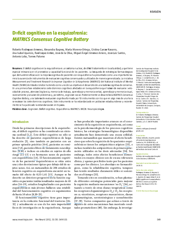 (PDF) The MATRICS consensus cognitive battery (MCCB): co-norming and ...