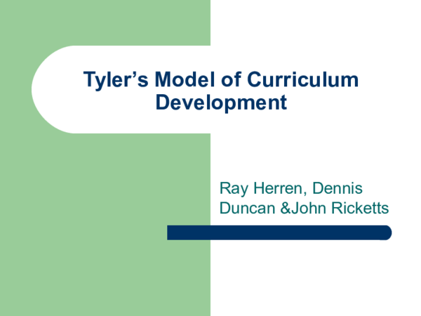 (PPT) Tyler s Model of Curriculum Development