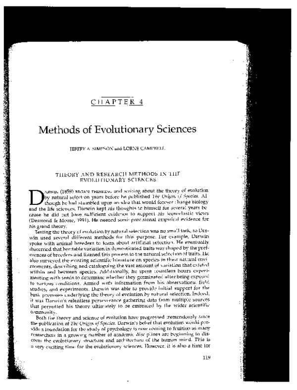 (PDF) Methods of Evolutionary Sciences