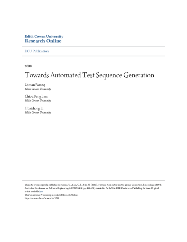Pdf Automated Test Sequence Generation Via Uml 