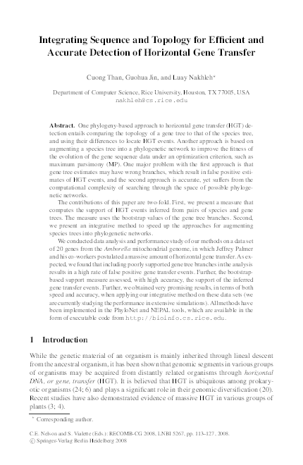 (PDF) Integrating Sequence and Topology for Efficient and Accurate Detection of Horizontal Gene ...