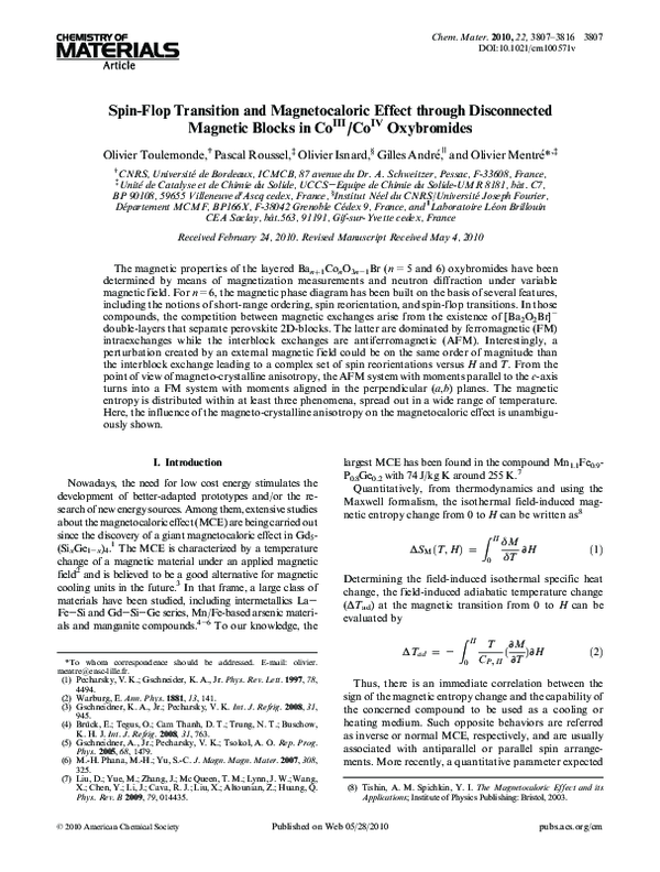 (PDF) Spin-Flop Transition and Magnetocaloric Effect through ...