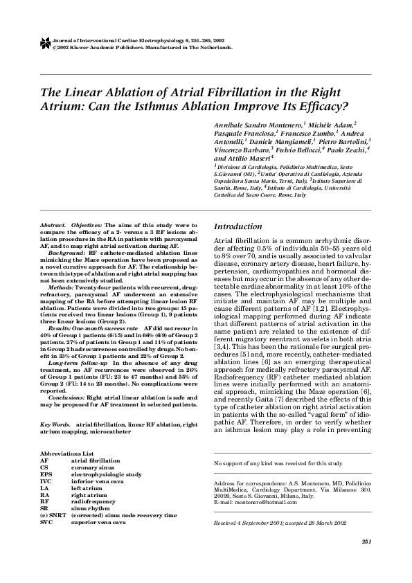 (PDF) Atrial fibrillation ablation procedure using electroanatomic reconstruction of the right ...