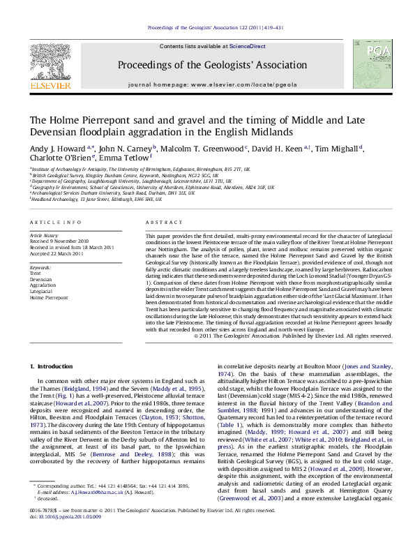 (PDF) The Holme Pierrepont sand and gravel and the timing of Middle and ...