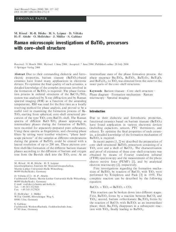 (PDF) Raman microscopic investigations of BaTiO3 precursors with core ...