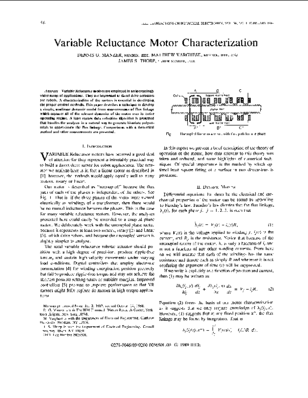 (PDF) Variable reluctance motor characterization