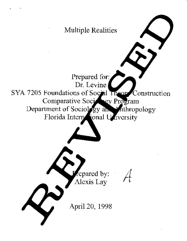 (PDF) Multiple Realities