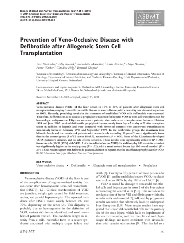 (PDF) Hepatic veno-occlusive disease (VOD) with complete occlusion of ...