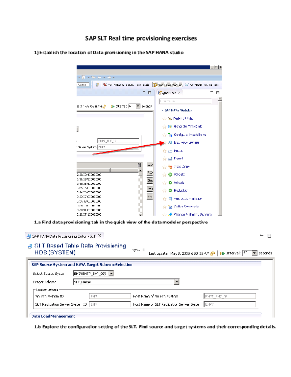 (PDF) SAP SLT Real time provisioning exercises 1) Establish the ...