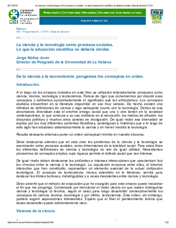 (PDF) La ciencia y la tecnologia como procesos sociales Lo que la ...