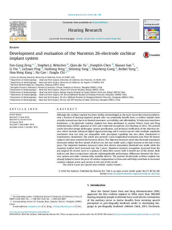 (PDF) Development and evaluation of the Nurotron 26-electrode cochlear ...