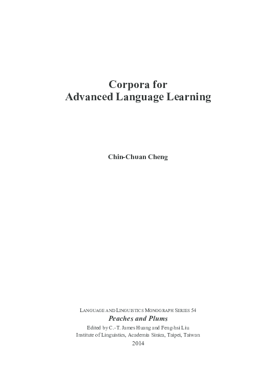 (PDF) LANGUAGE AND LINGUISTICS MONOGRAPH SERIES 54 Peaches and Plums ...